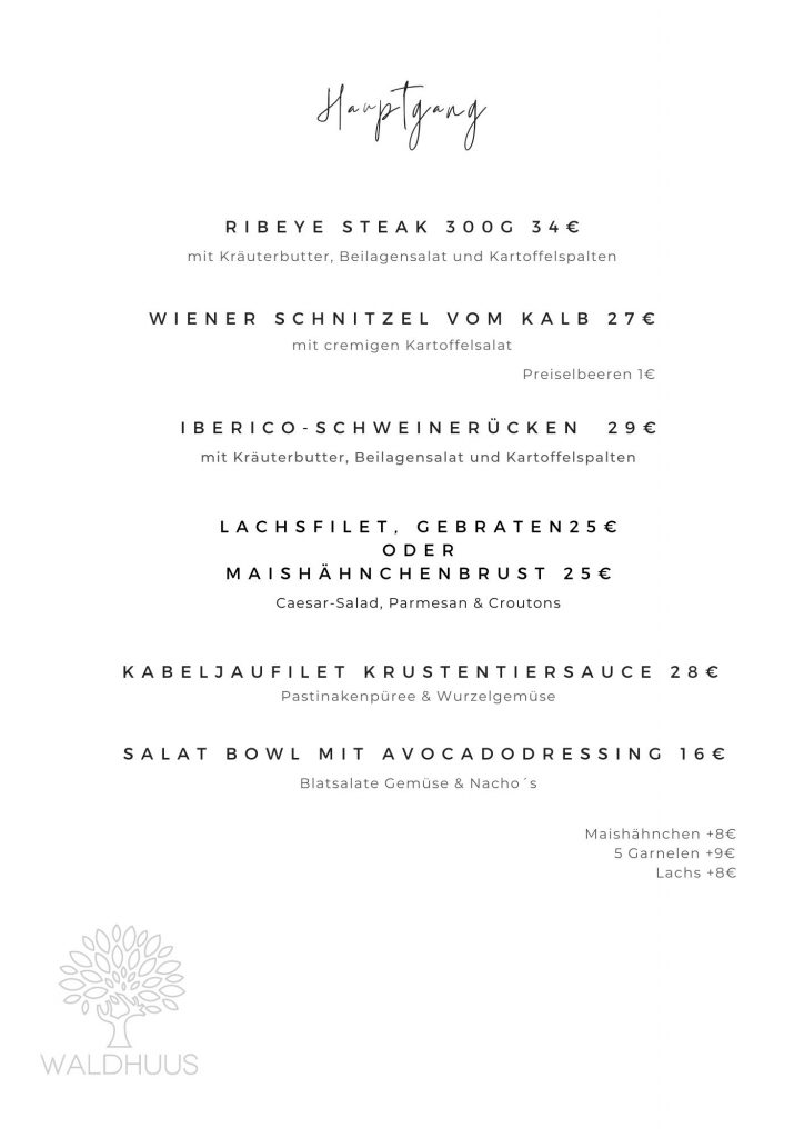 Speisekarte – Waldhuus