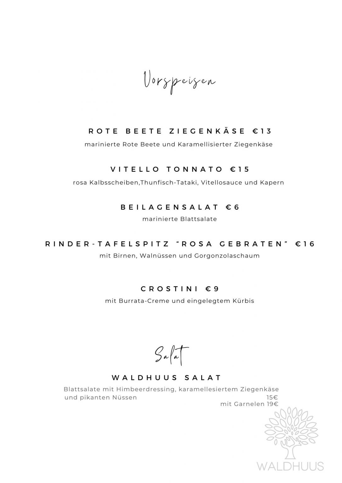 Speisekarte – Waldhuus